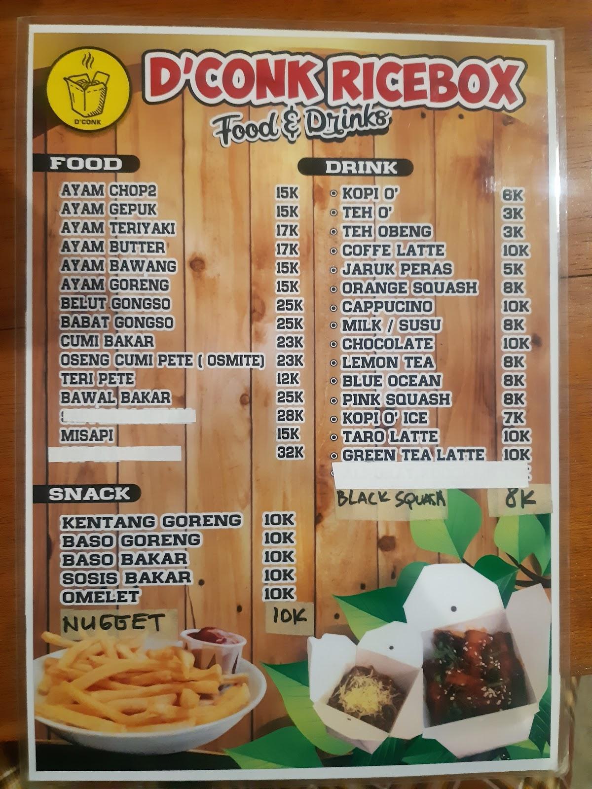 Carta del restaurante Dconk Ricebox, Gemuhblanten