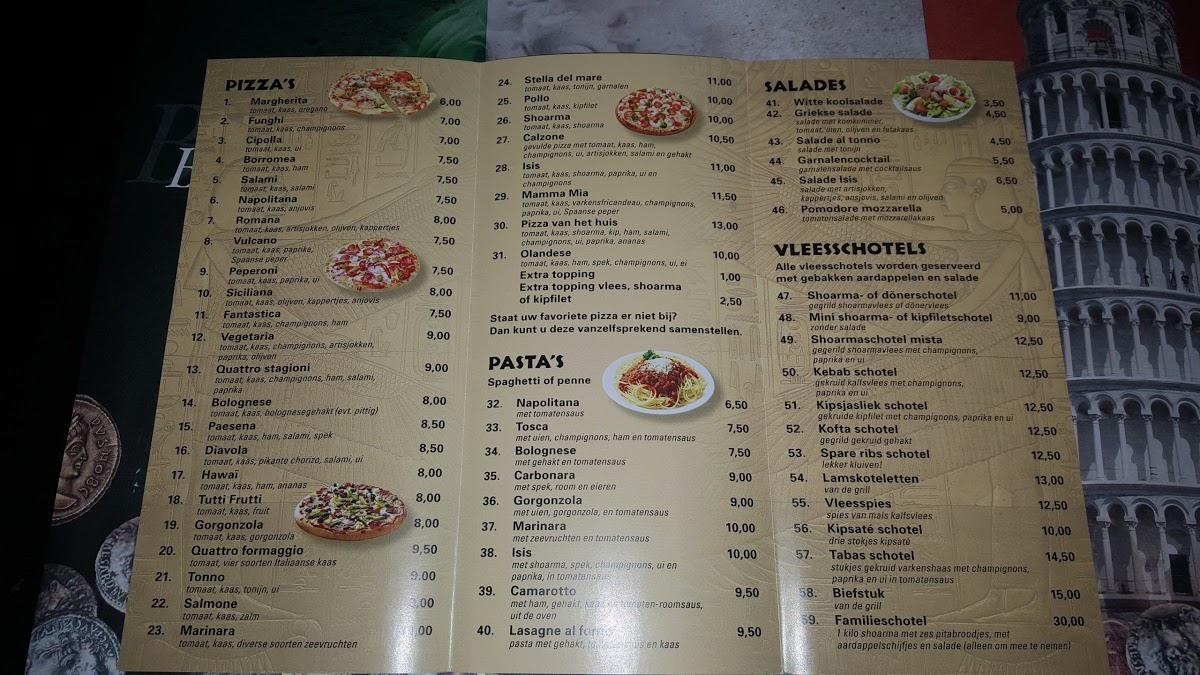 Menu at Eetcafe Isis, Beilen