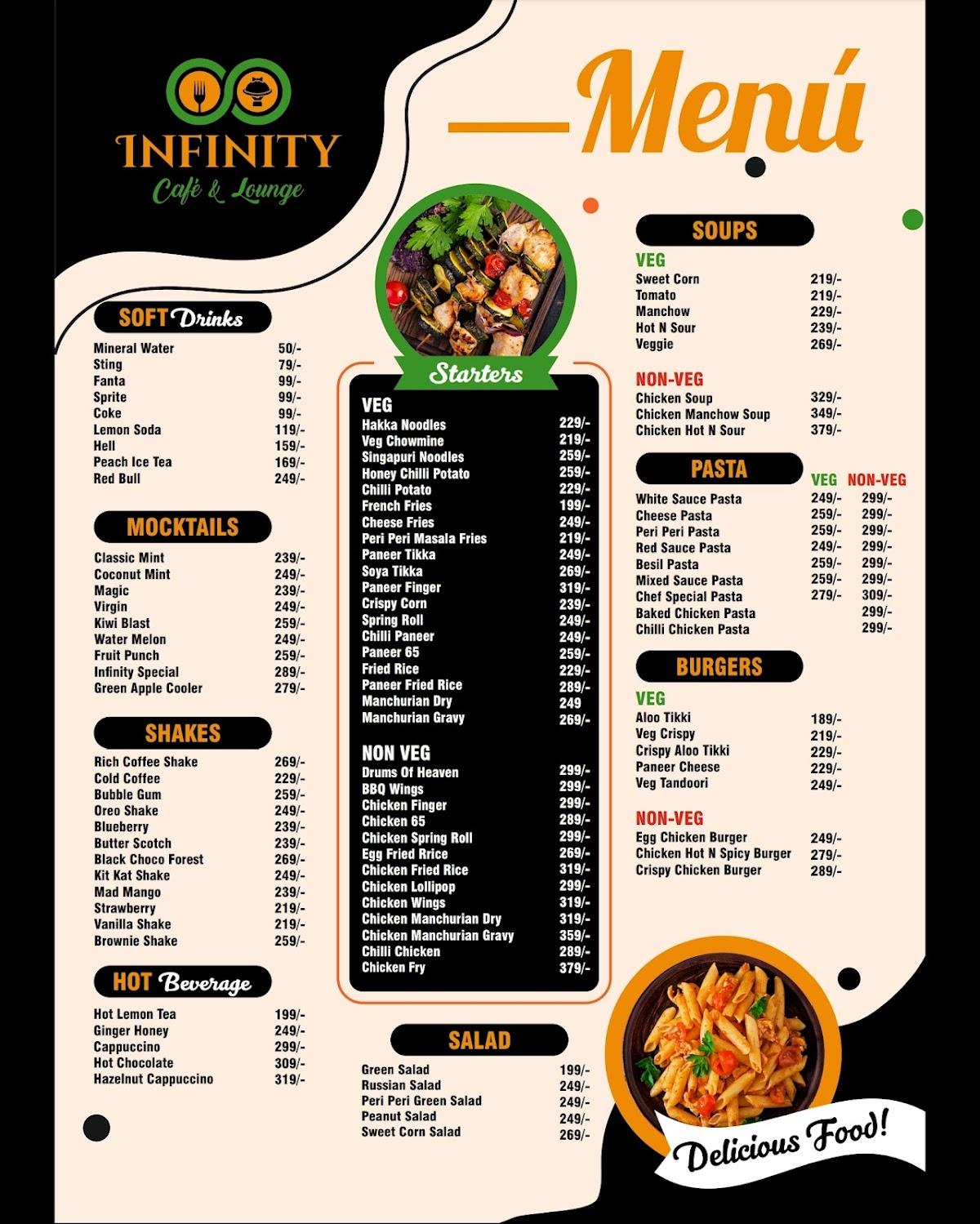 Menu at Infinity cafe & Lounge Satyaniketan, Delhi