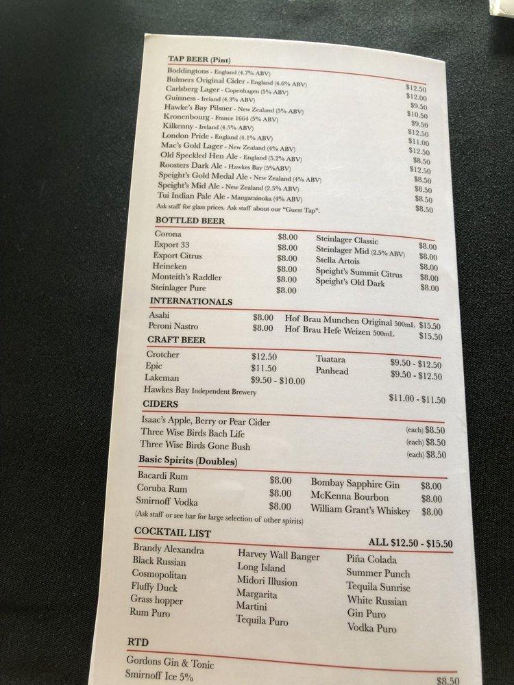 Menu at Jolly Good Fellows pub & bar, Taupo