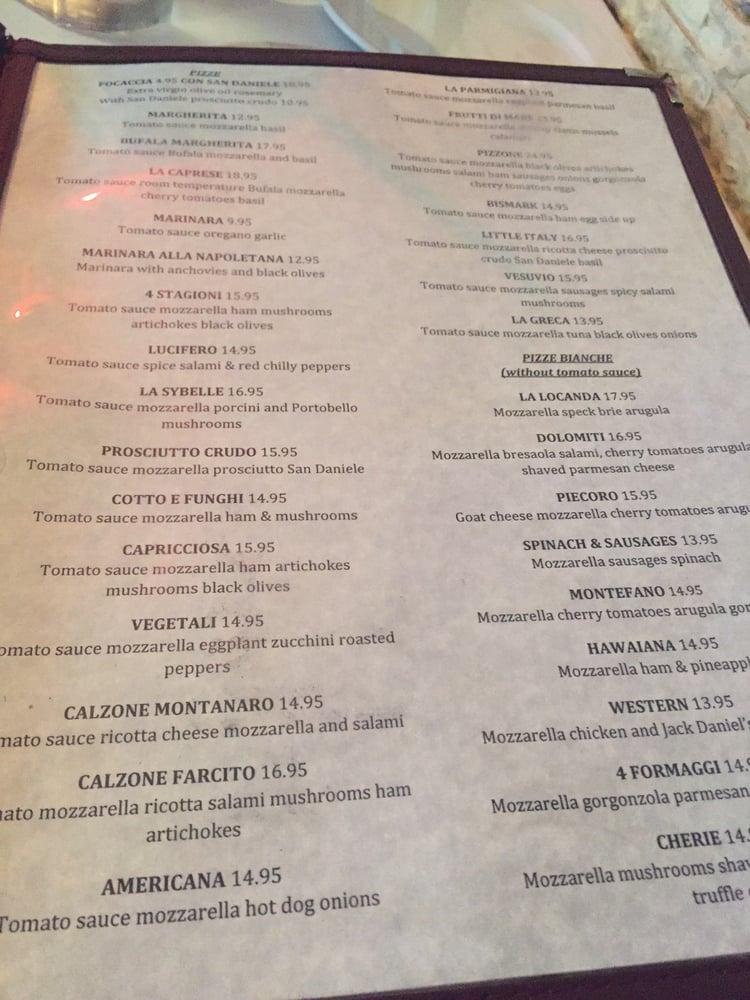 Menu at La Locanda restaurant bar pizzeria, Miami Beach, 419 Washington Ave