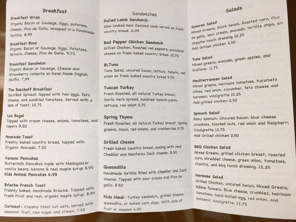 Menu at Mary Lane Cafe, San Gabriel