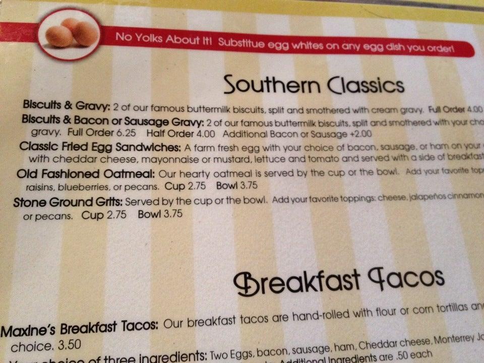 Menu at Maxine's Cafe & Bakery, Bastrop