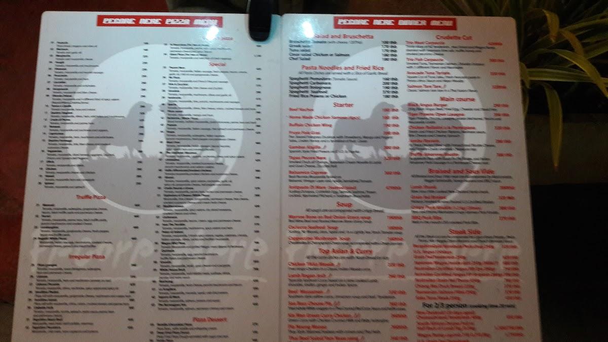 Menu at Pecore Nere restaurant, Ko Samui
