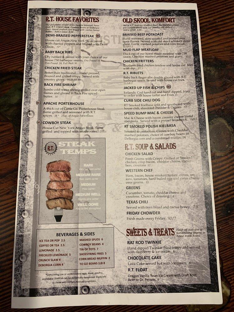 Menu at The Rustic Truck Bar and Grill, Irrigon, 100 w HWY Ste 730