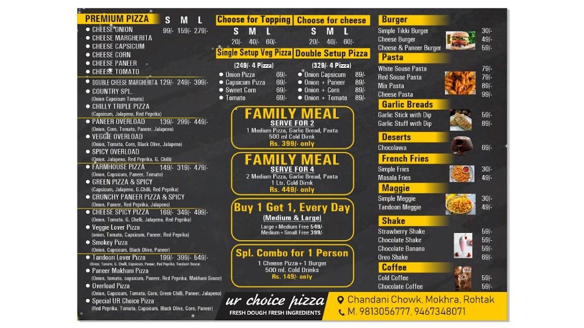 Menu at Ur Choice Pizza, Mokhra