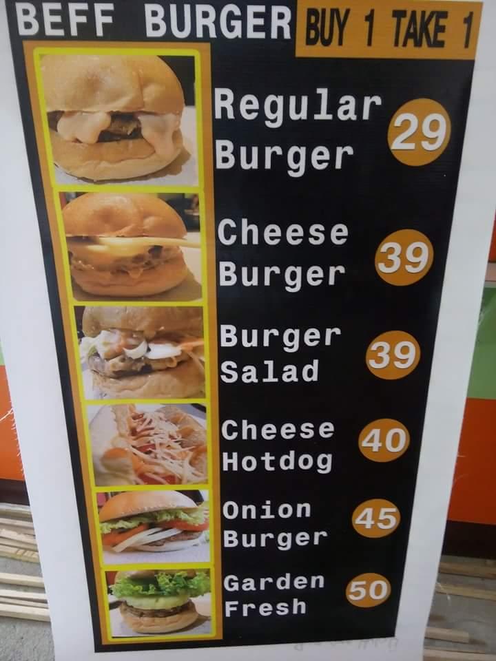 Menu at Burger Hub restaurant, Cotabato City