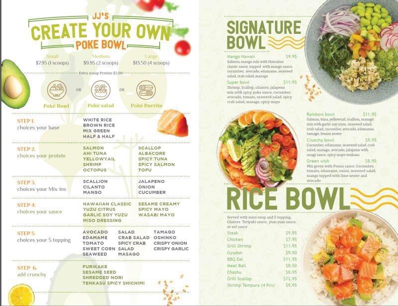 Menu at JJ'S POKE BOWL pub & bar, Edina