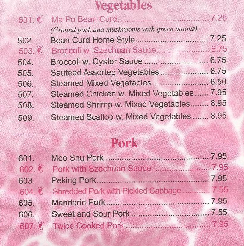 Menu at New ming tree restaurant, Crawfordville