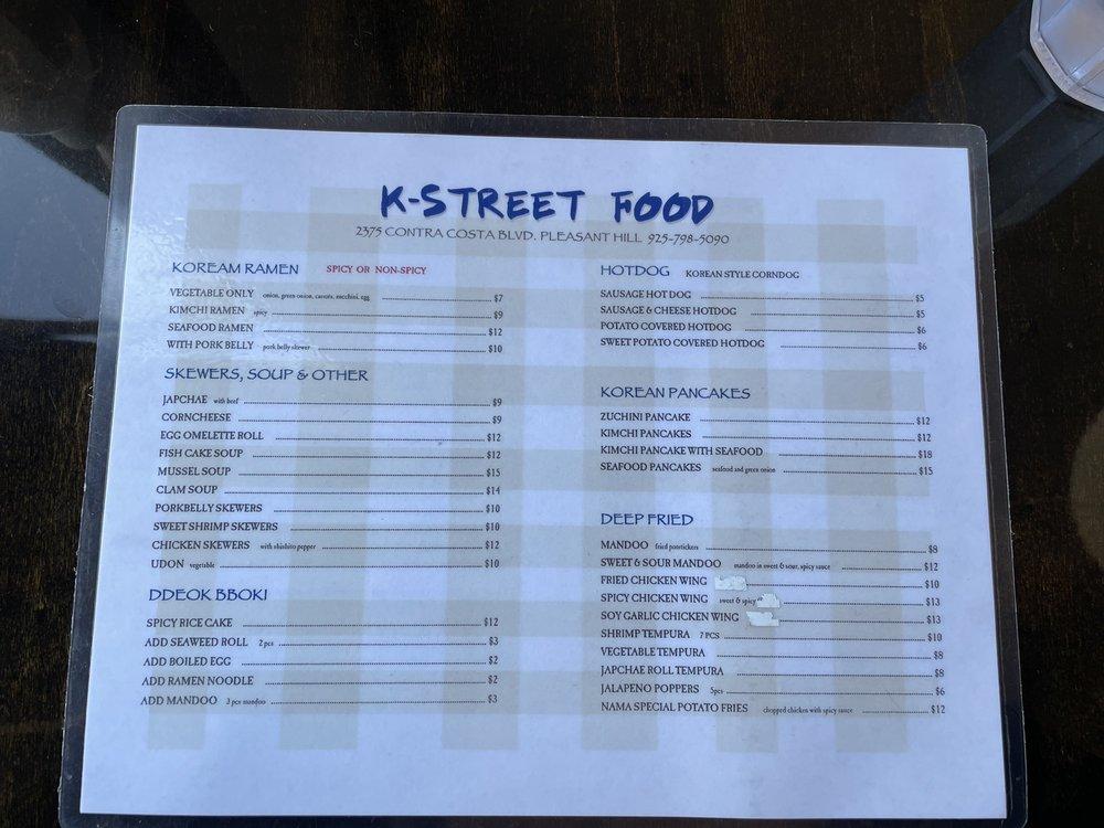 Menu at Nama k-Street Food pub & bar, Pleasant Hill