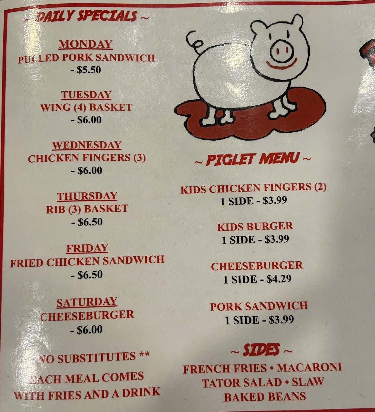 Menu at Rowdy Hogs Smoke House and Grill BBQ, Hackleburg