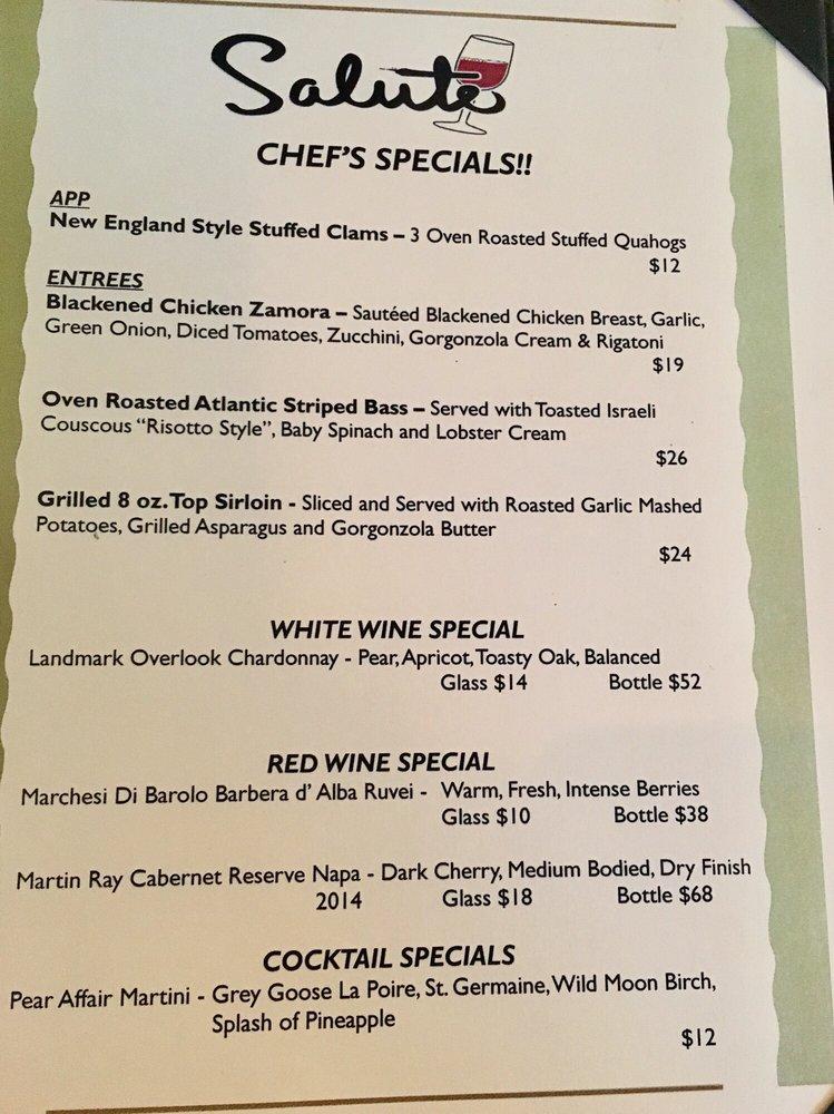 Menu at Salute restaurant, Hartford