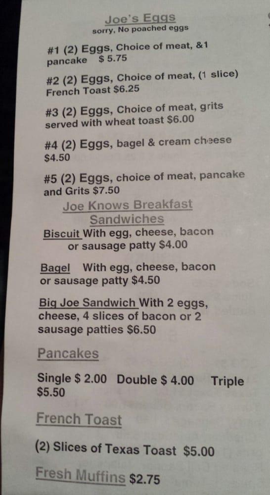 Menu at Simple Joe Cafe, Baton Rouge
