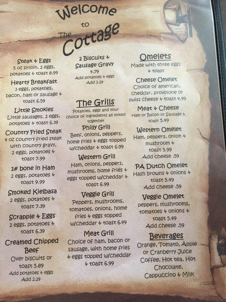 Menu at The Cottage Restaurant, Lamar, Nittany Valley Dr