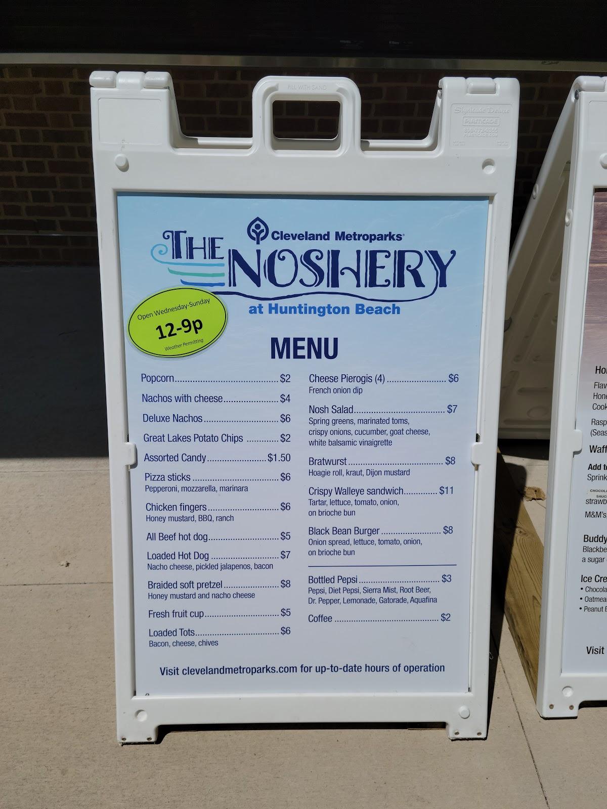 Menu at The Noshery cafe, Bay Village