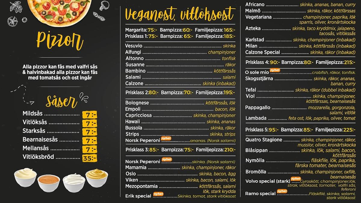 Menu at Viking restaurant, Bromölla