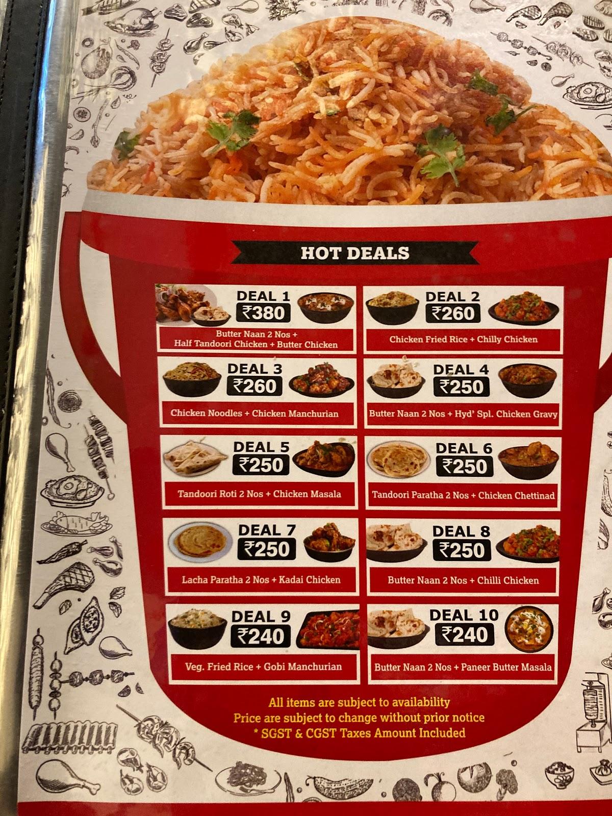 Menu at SS Hyderabad Biryani, Nungambakkam, Chennai, No: 109