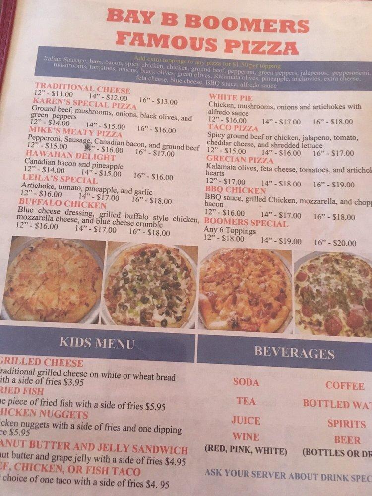 Menu at Bay B Boomers Bar & Grill, Laguna Vista