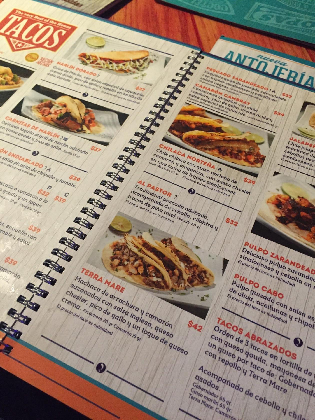 Menu at Cabo Grill restaurant, Xalapa