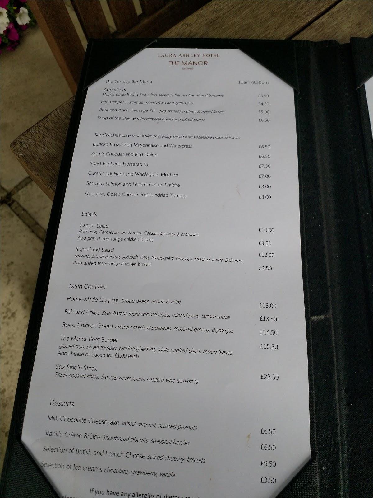 Menu at Cavendish Restaurant at, Elstree, Edgwarebury Ln