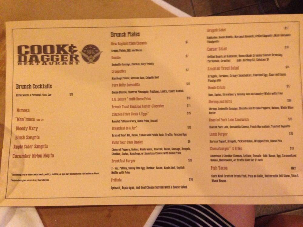Menu at Cook and Dagger pub & bar, Smithfield