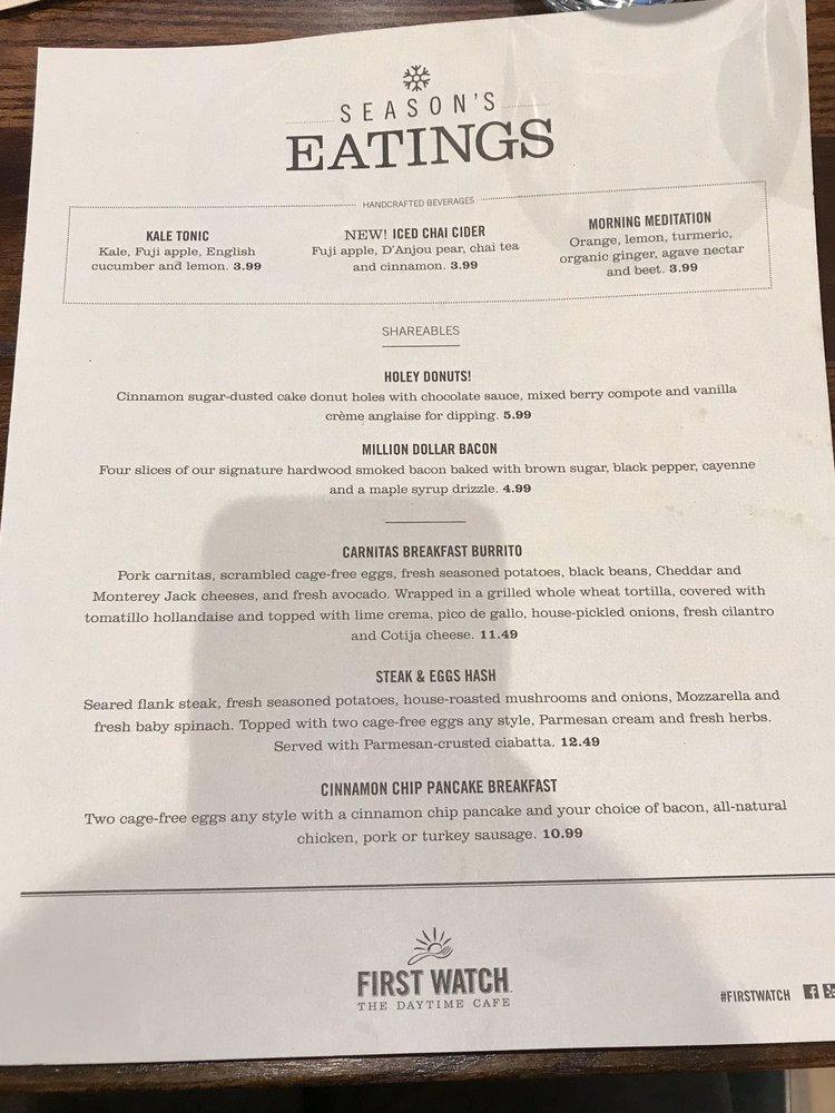Menu at First Watch cafe, Miami, NW 7th St