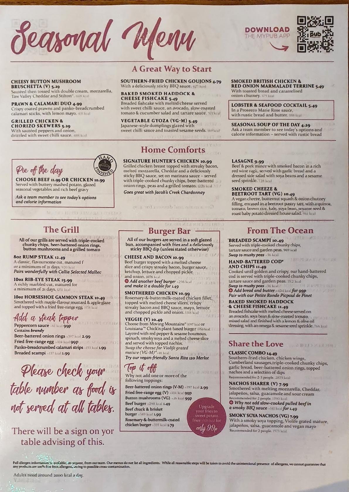 Menu at Fox Inn pub & bar, Tamworth, Lichfield Rd