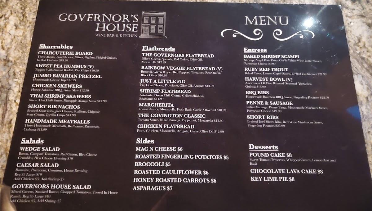 Menu at Governor's House Wine Bar & Italian Kitchen, Covington