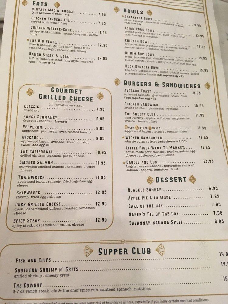 Menu at Little Duck Diner restaurant, Savannah