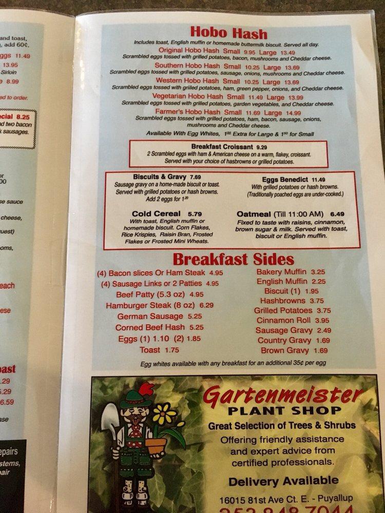 Menu at Country Rose Café cafe, Tacoma