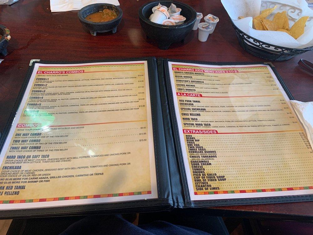 Menu at El Charro Mexican Restaurant, Bullhead City