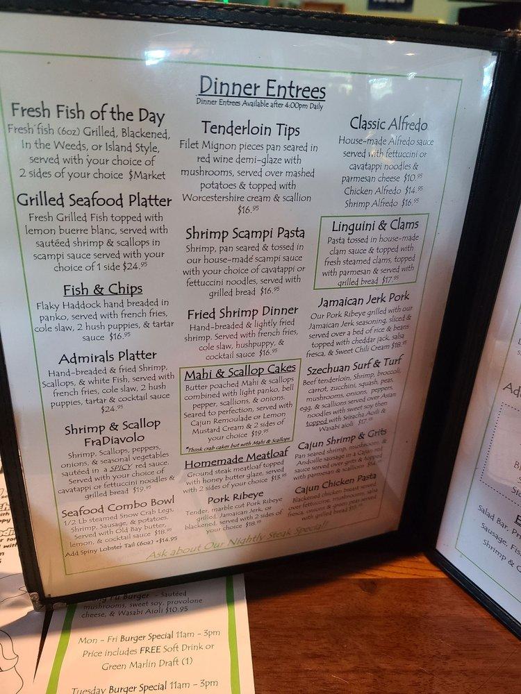 Menu at Green Marlin pub & bar, Vero Beach