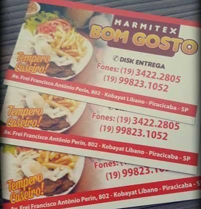 Menu at Marmitex BOM GOSTO restaurant, Piracicaba