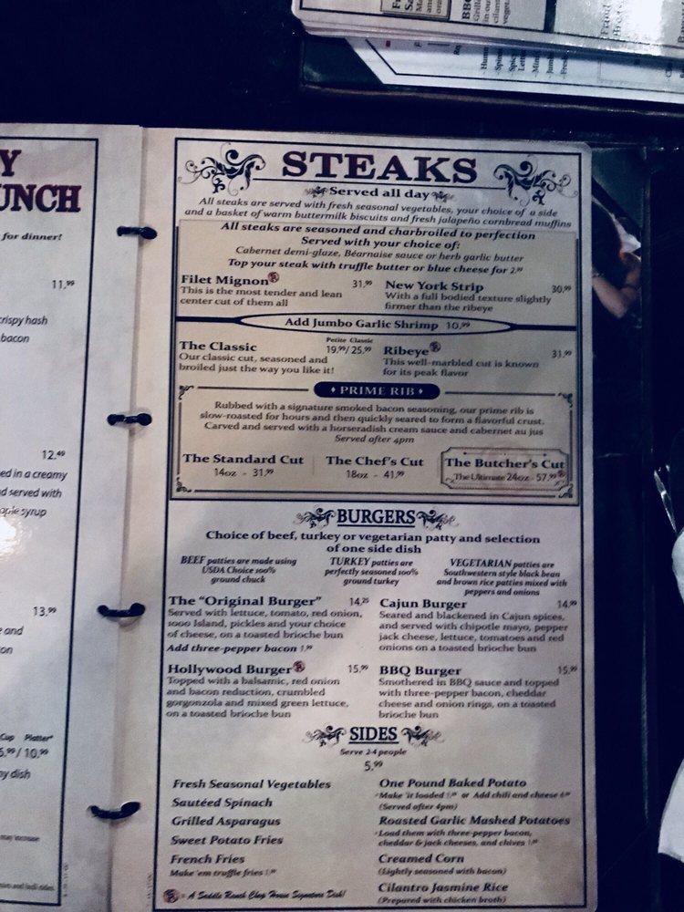 Menu at Saddle Ranch Chop House pub & bar, Orange