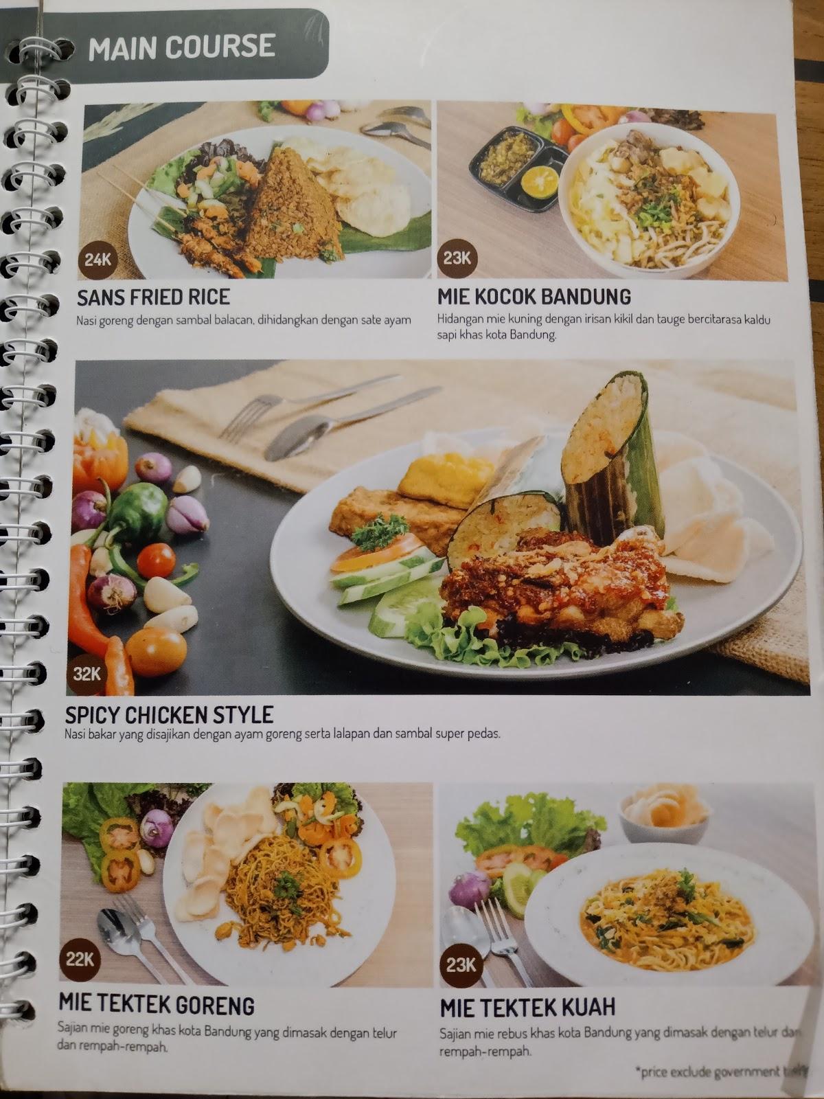 Menu at Sans. Co Space cafe, Bandung