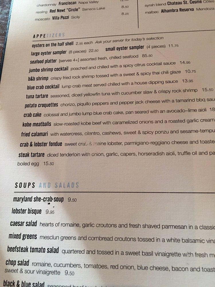 Menu at black & blue Steak and Crab, Buffalo NY pub & bar, East Amherst