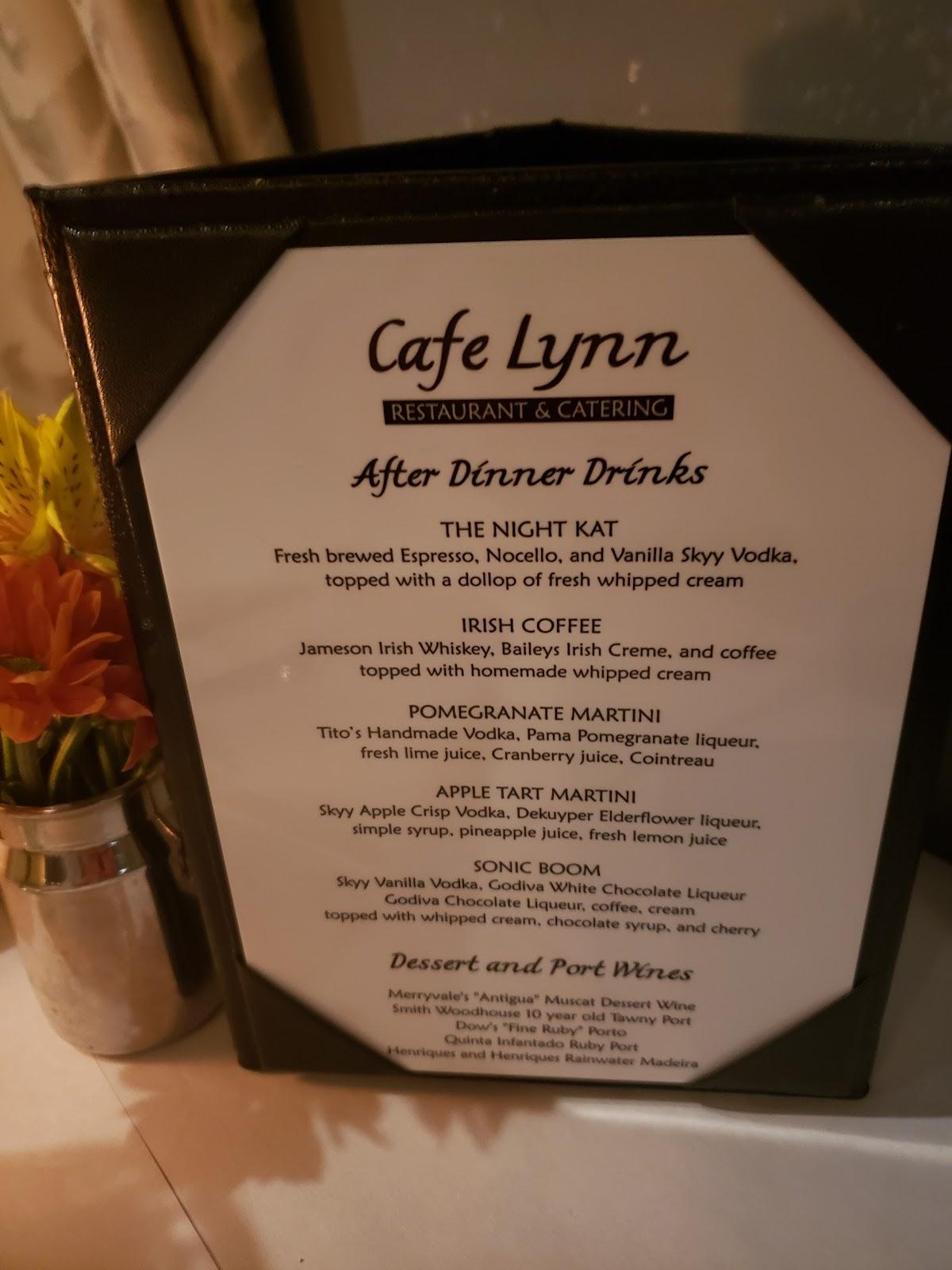 Menu at Cafe Lynn, Mandeville, Florida St