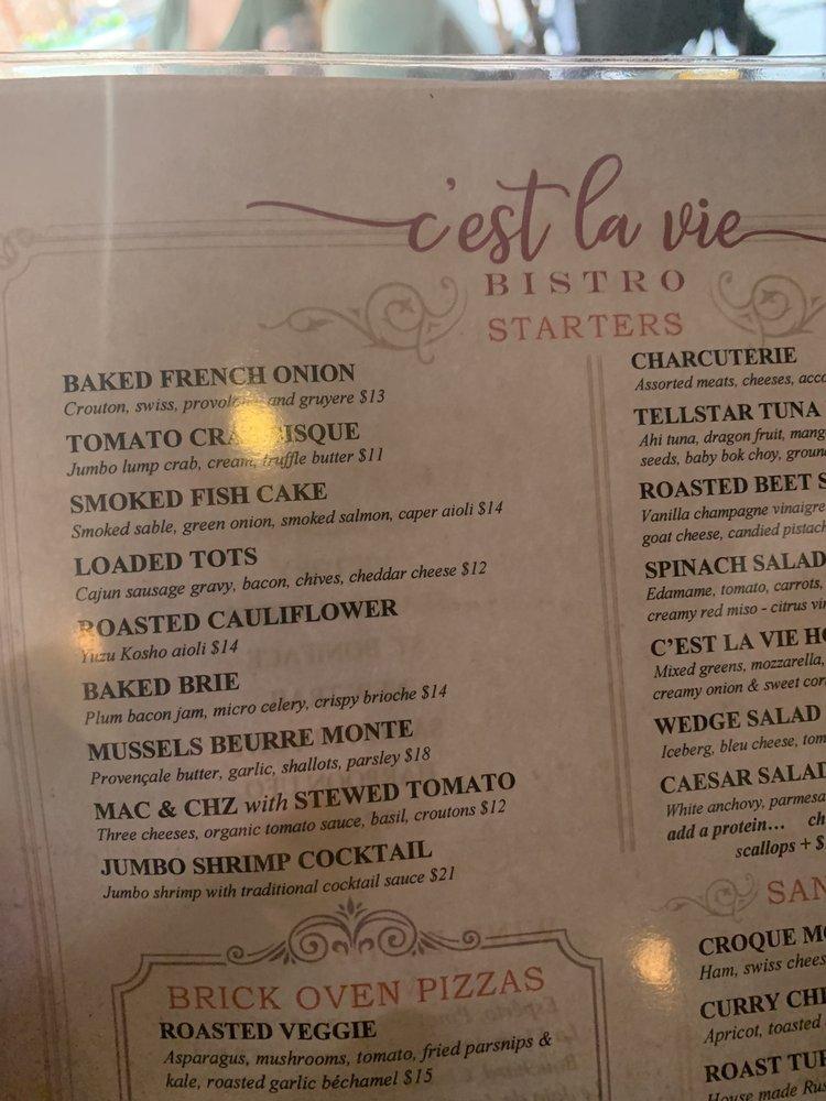 Menu at C'est La Vie restaurant, Lancaster