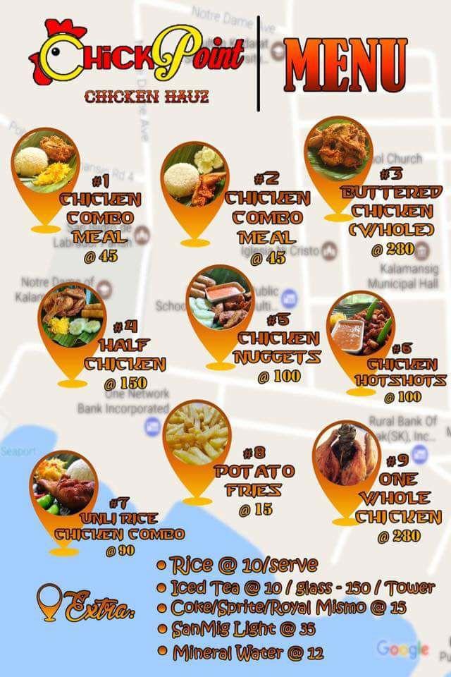 Menu at ChickPoint Chicken Hauz restaurant, Kalamansig