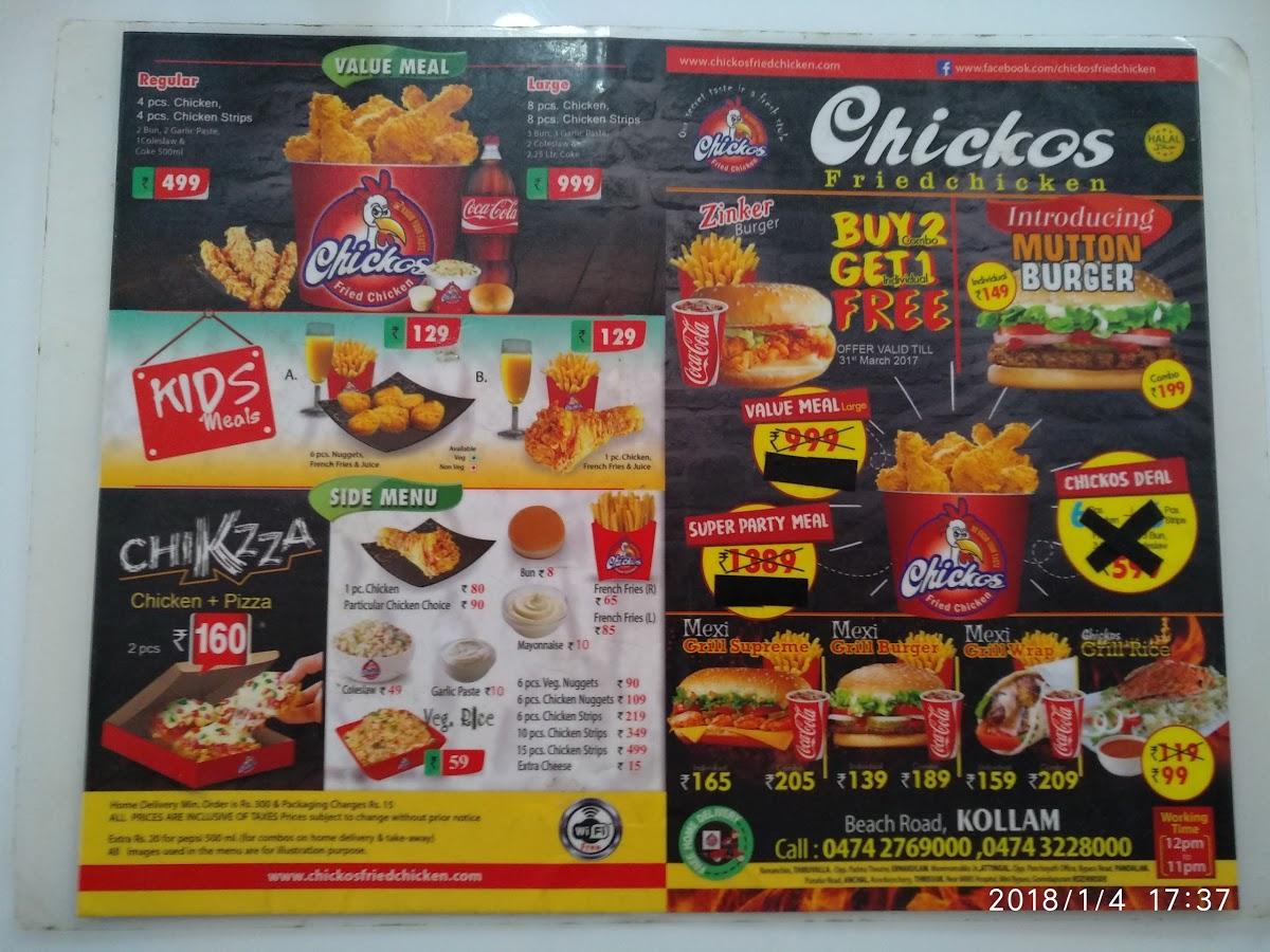 Menu at Chickos Fried Chicken, Kollam, Beach Rd