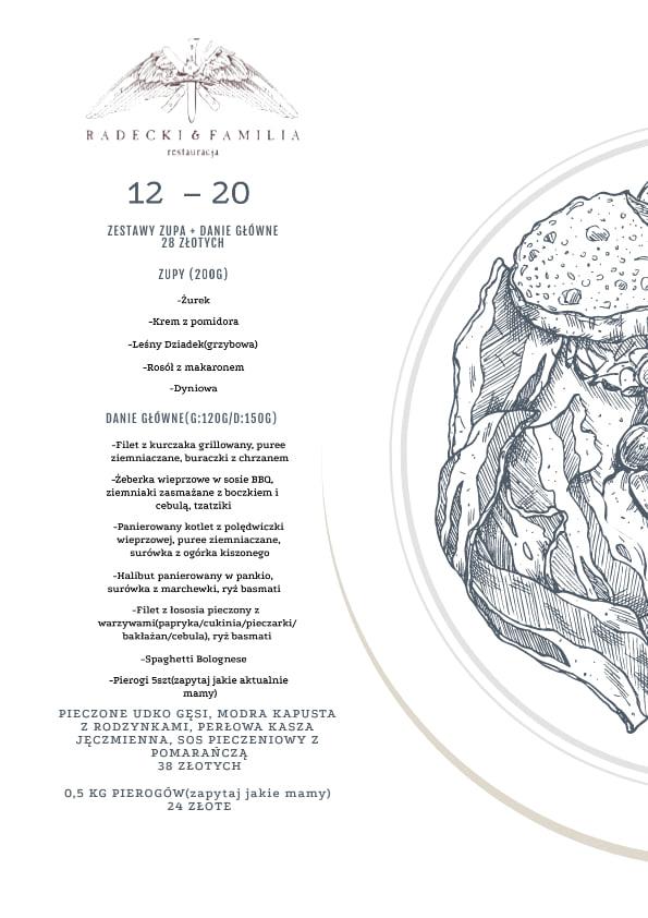 Menu at Radecki restaurant, Szczecin
