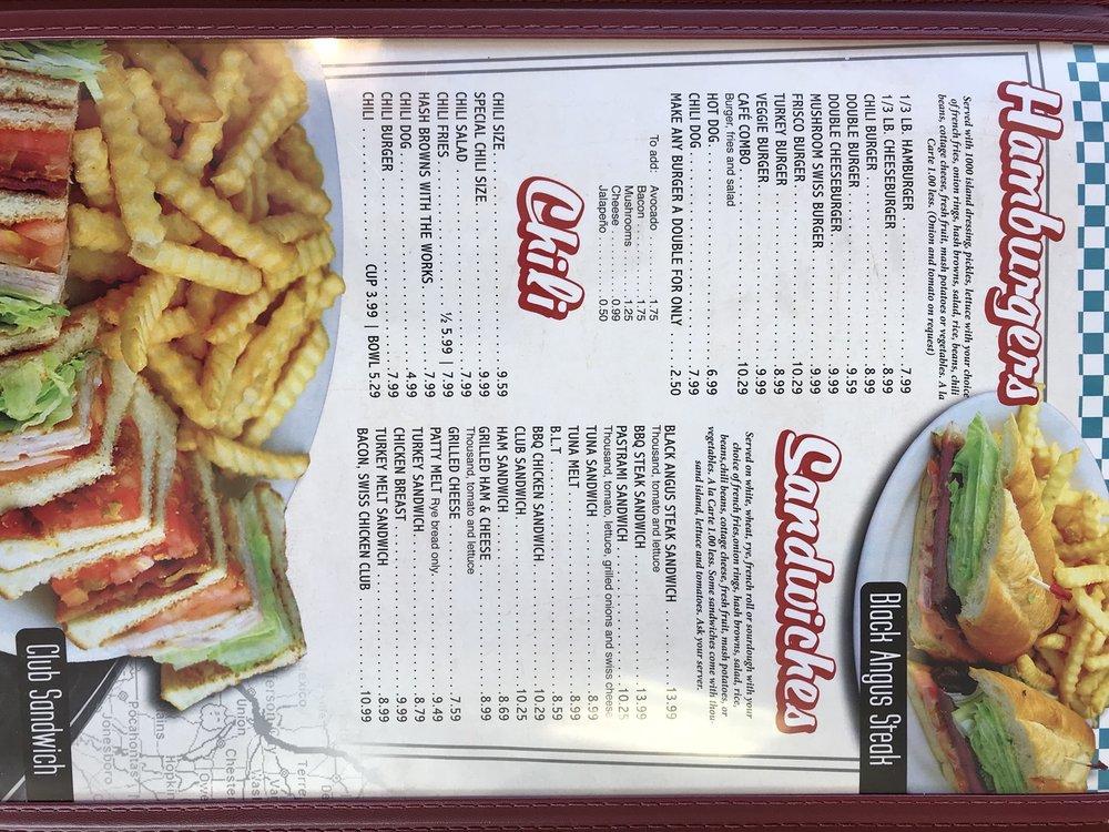 Menu at Roy's Cafe, Barstow