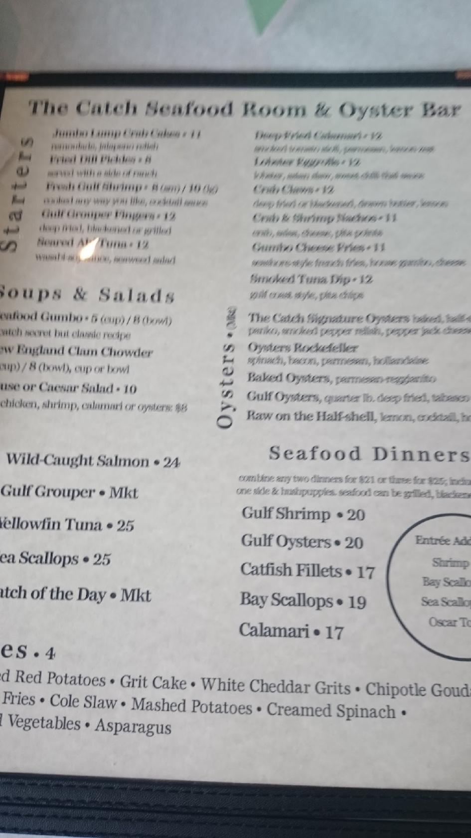 Menu at The Catch Seafood and Oyster Bar, Albany