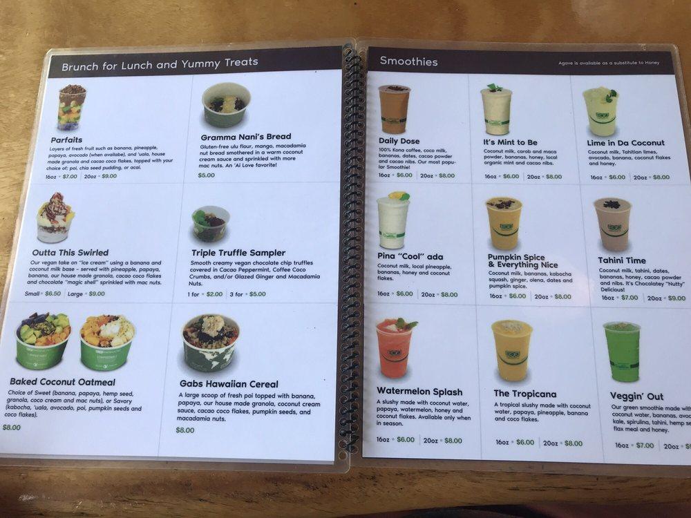 Menu at 'Ai Love Nalo cafe, Waimanalo, 41-1025 Kalanianaʻole Hwy