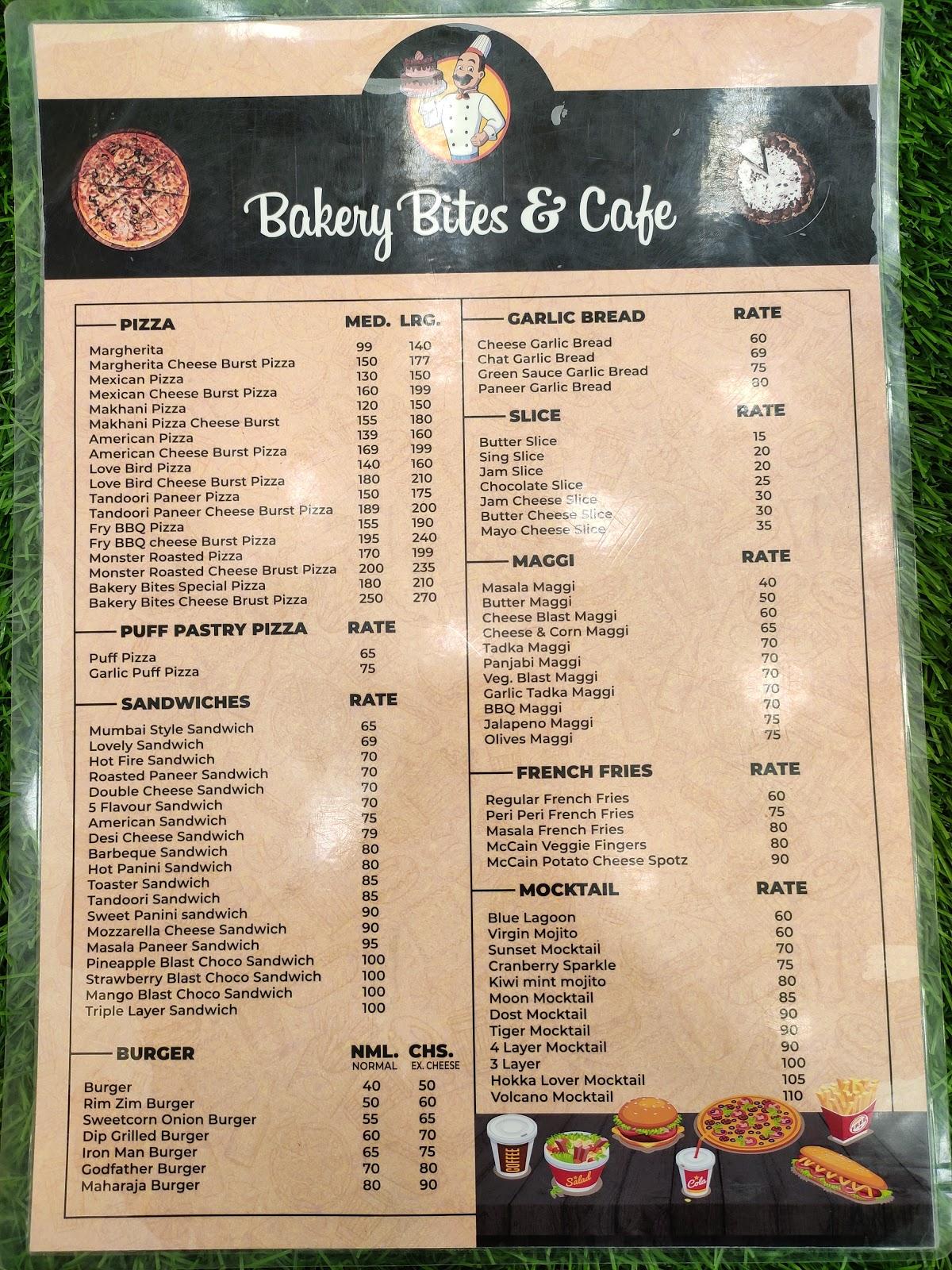 Menu at Bakery Bites and Cafe, Ahmedabad