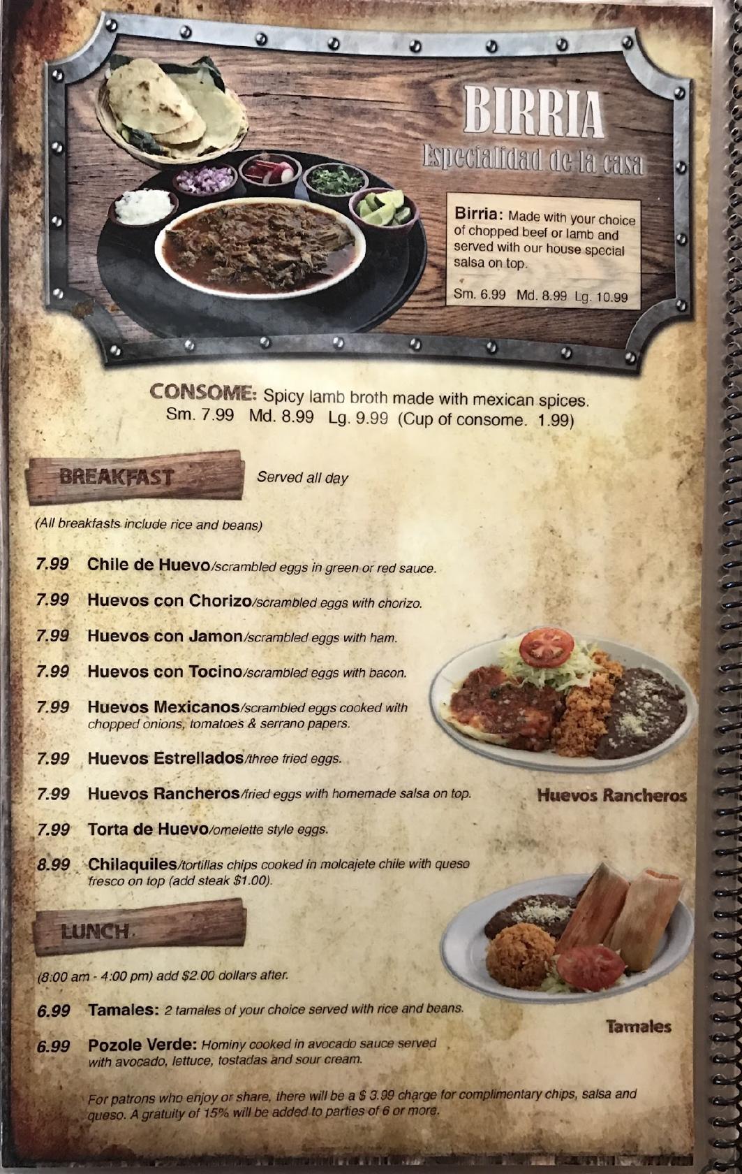 Menu at Birrieria Diaz restaurant, Bethany