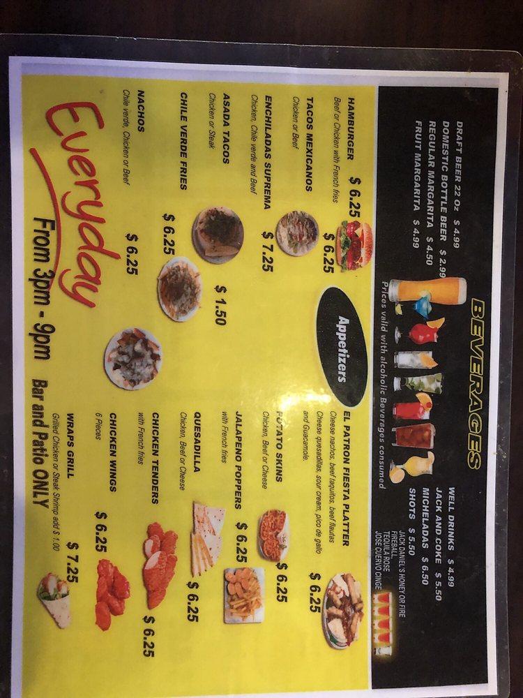 Menu at El Patron Bar and Grill, Bakersfield, Panama Ln