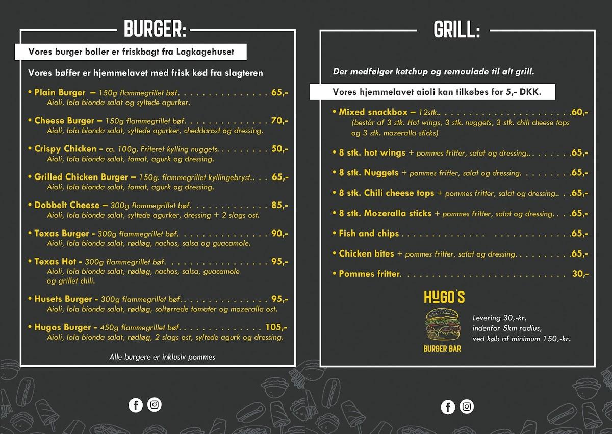 Menu at Hugo's Burger Bar, Silkeborg