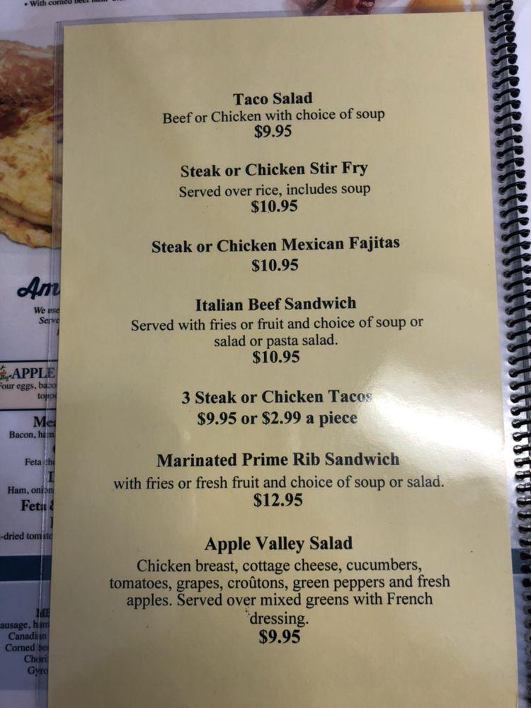 Menu at Apple Valley Pancake House restaurant, Appleton, Main St