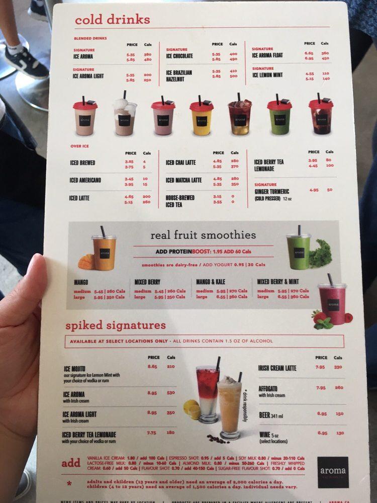 Menu at Aroma Espresso Bar, Niagara-on-the-Lake